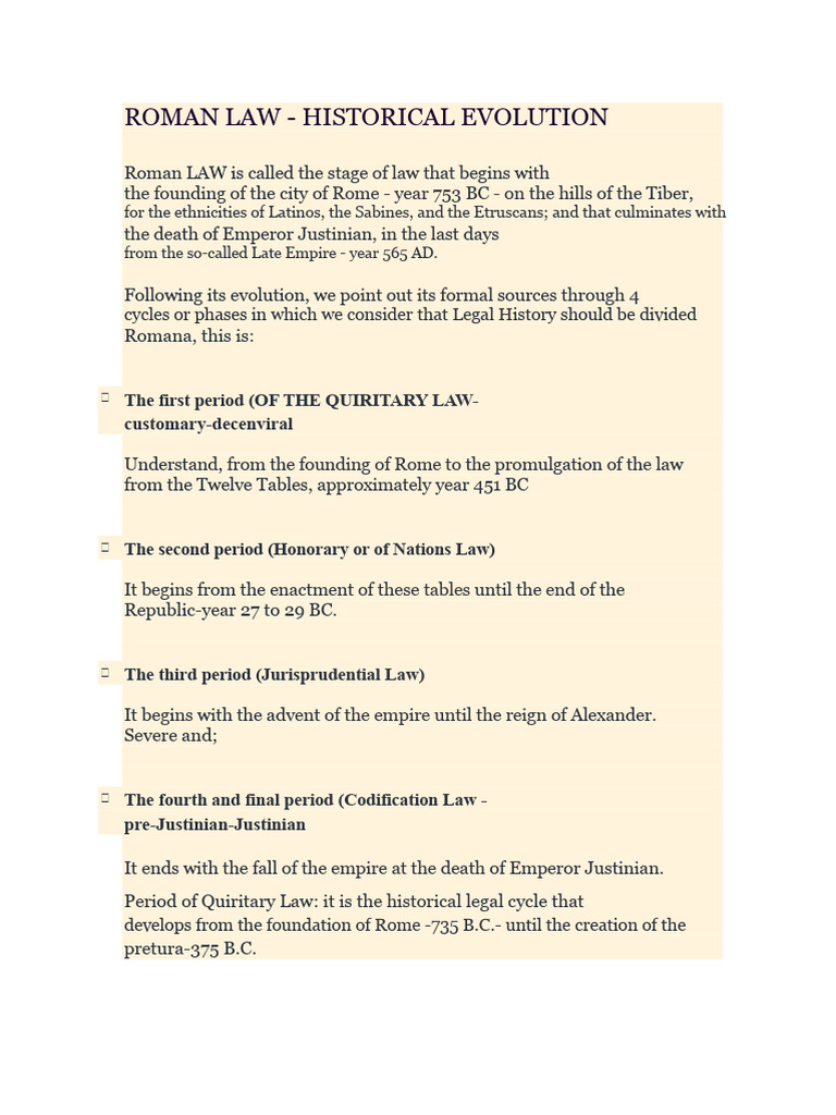 Historical Evolution of Roman Law | PDF | Roman Law | Ancient Rome