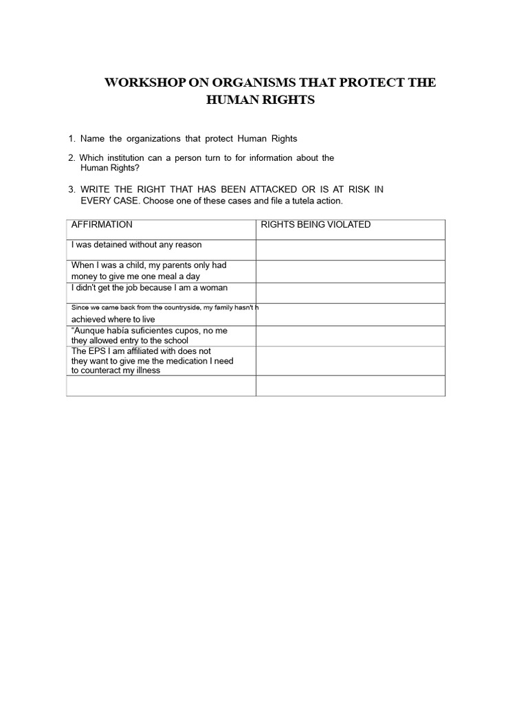 Human Rights Protection Workshop Guide | PDF