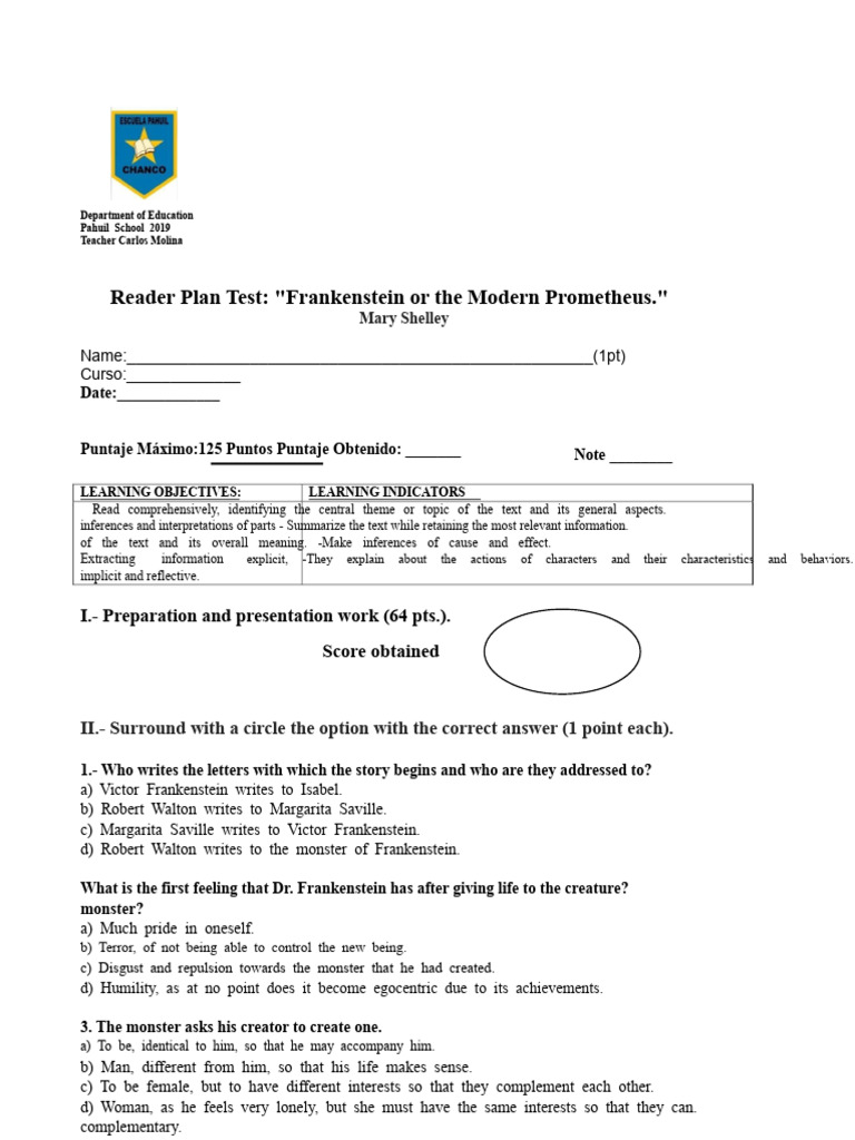 Frankenstein or The Modern Prometheus Final | PDF | Frankenstein