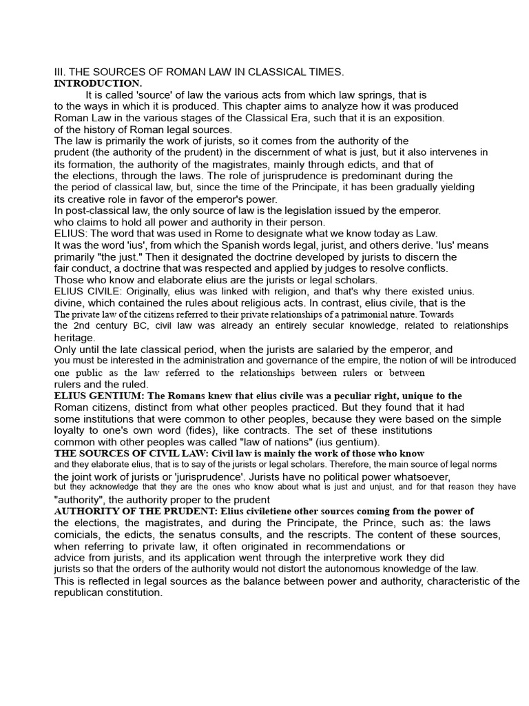 The Sources of Roman Law TOPIC 3 | PDF | Roman Law | Ancient Rome