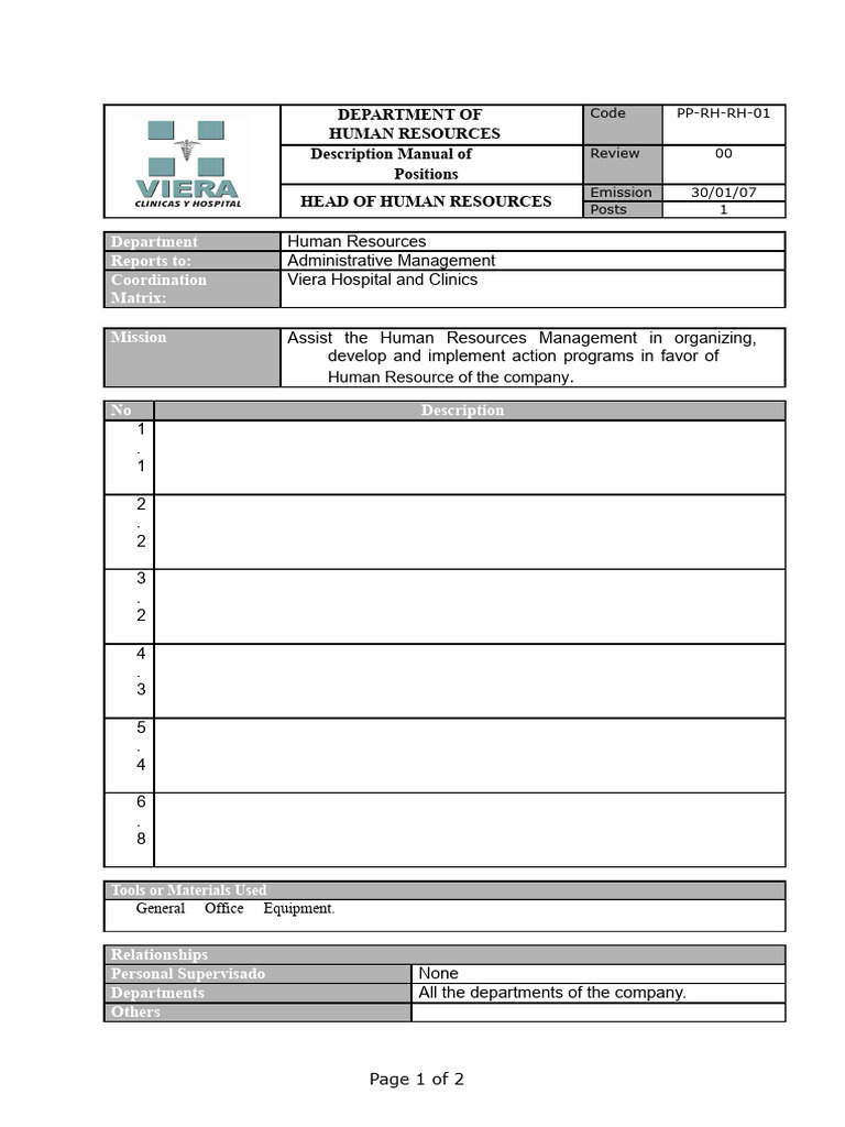 Job Description Format | PDF