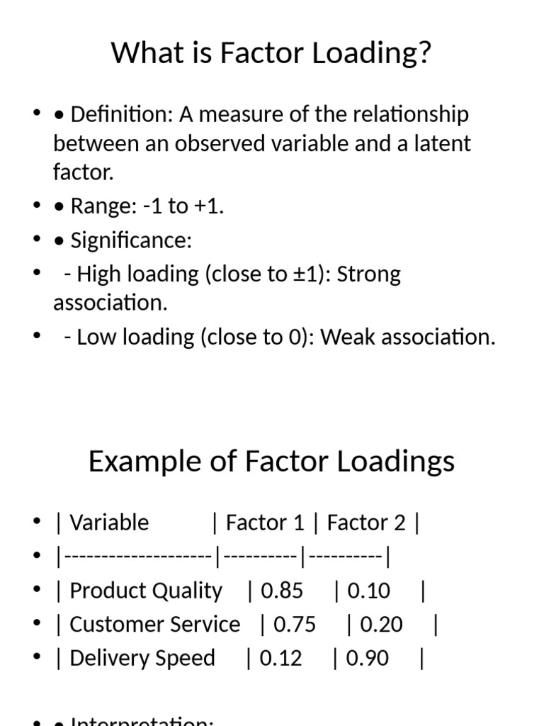 Factor Loading Updated Presentation | PDF
