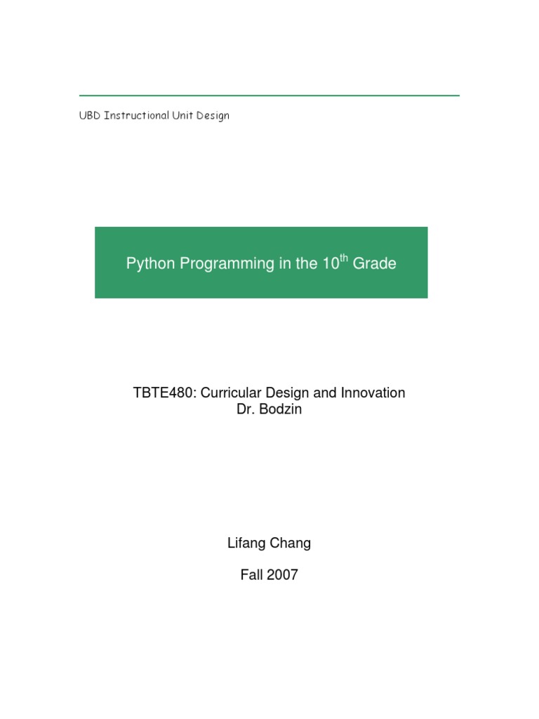 Ubd Instructional Unit Design | PDF | Programming Language | Parameter ...