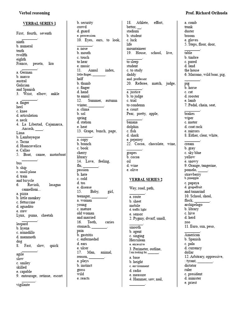 Practice No. 3 Verbal Series 1-2-3 | PDF