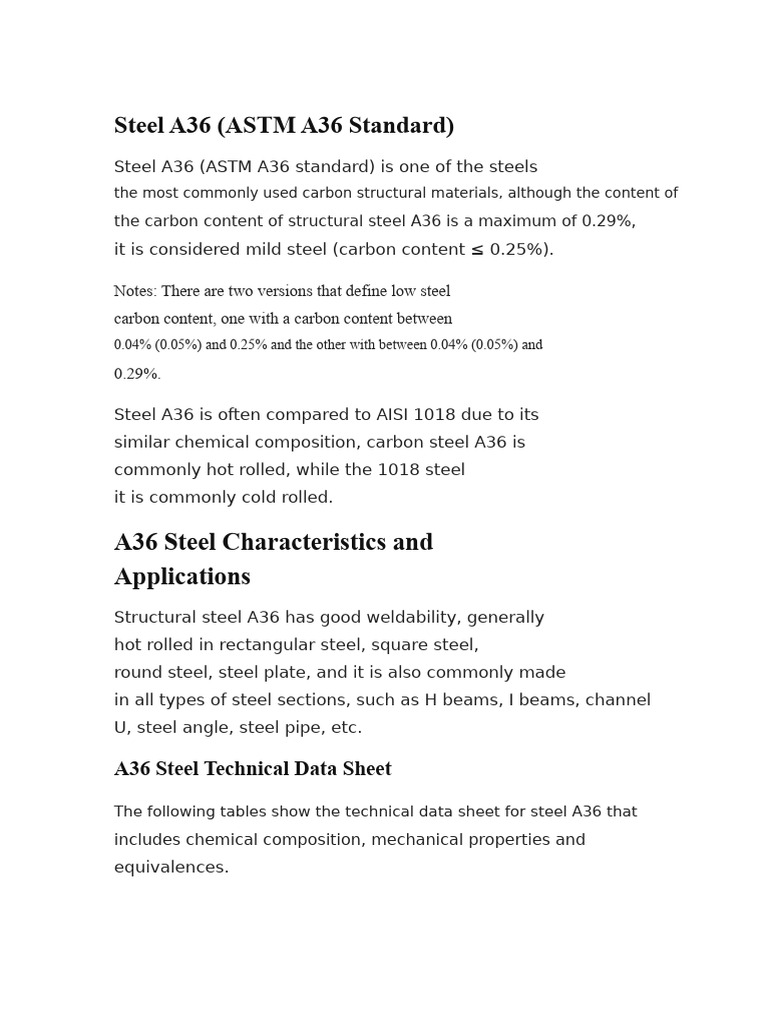 Steel A36 | PDF | Structural Steel | Strength Of Materials
