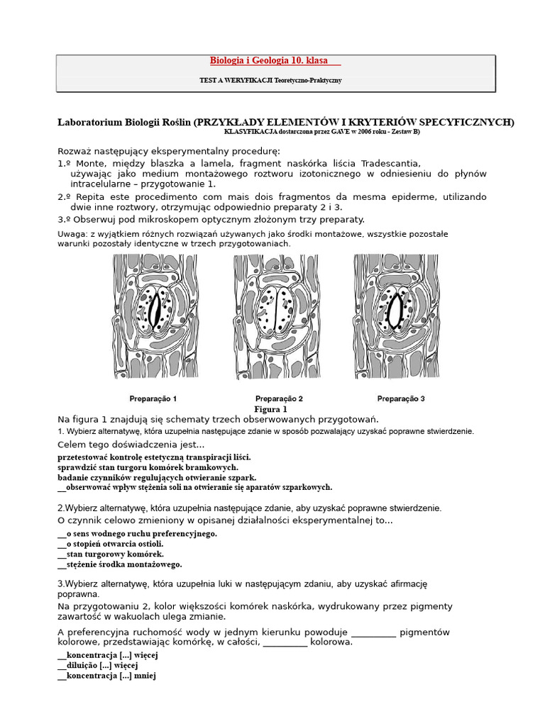 Test TP Transport W Roślinach | PDF