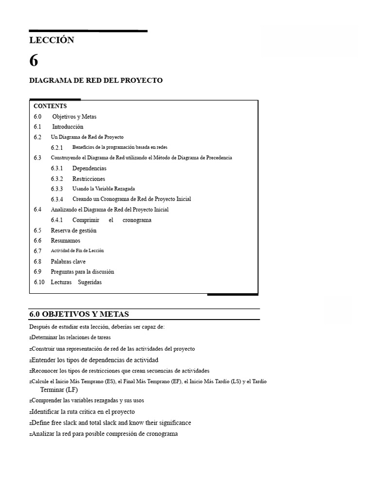 Diagrama de Red en Gestión de Proyectos | PDF | Software | Gestión de ...