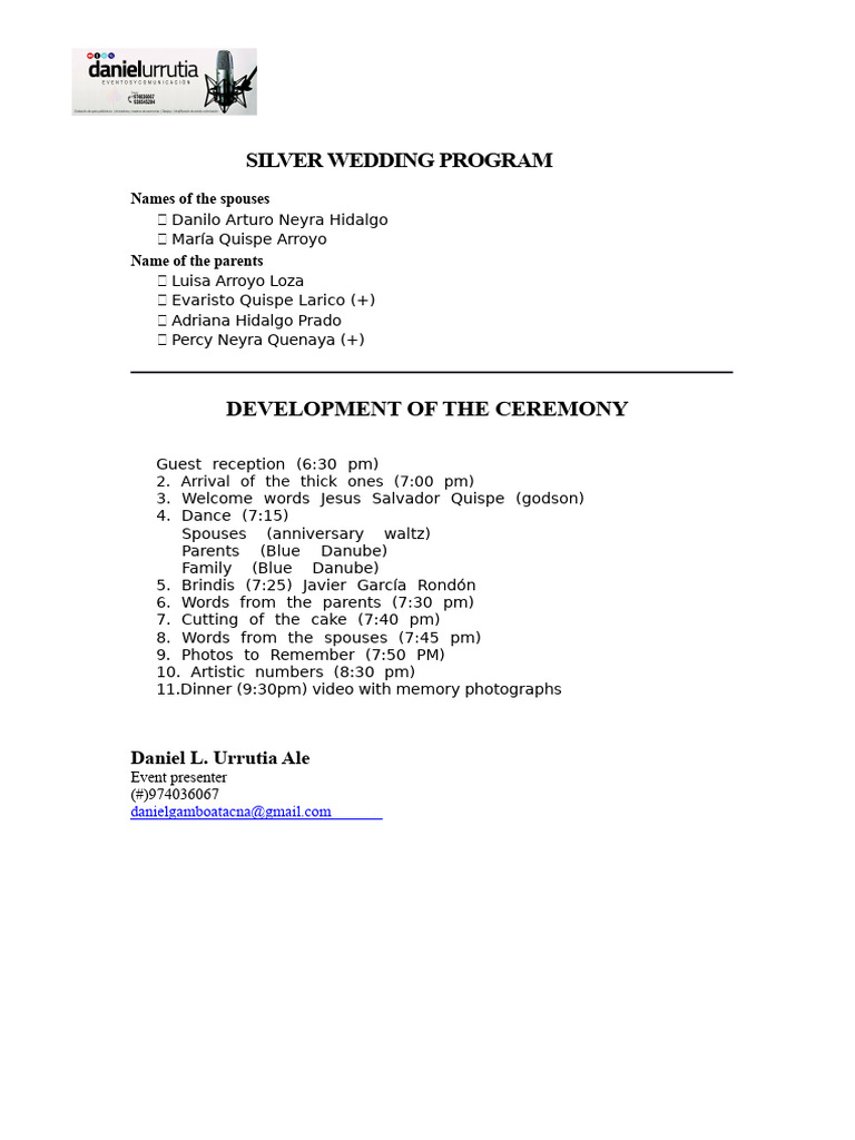 Silver Wedding Program | PDF