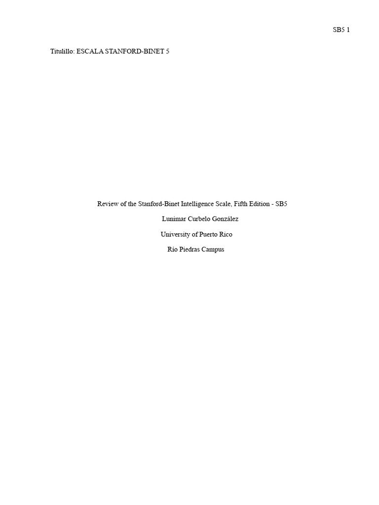 Stanford-Binet 5 Intelligence Scale Review | PDF | Intelligence ...