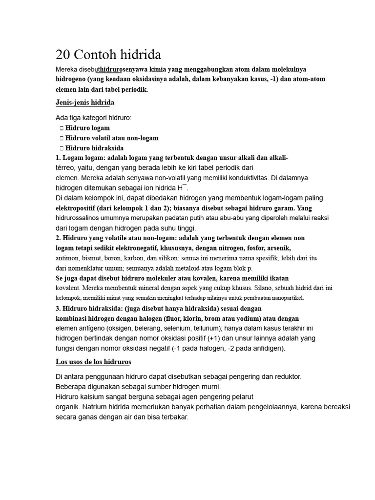 20 Contoh Hidrida dan Penggunaannya | PDF