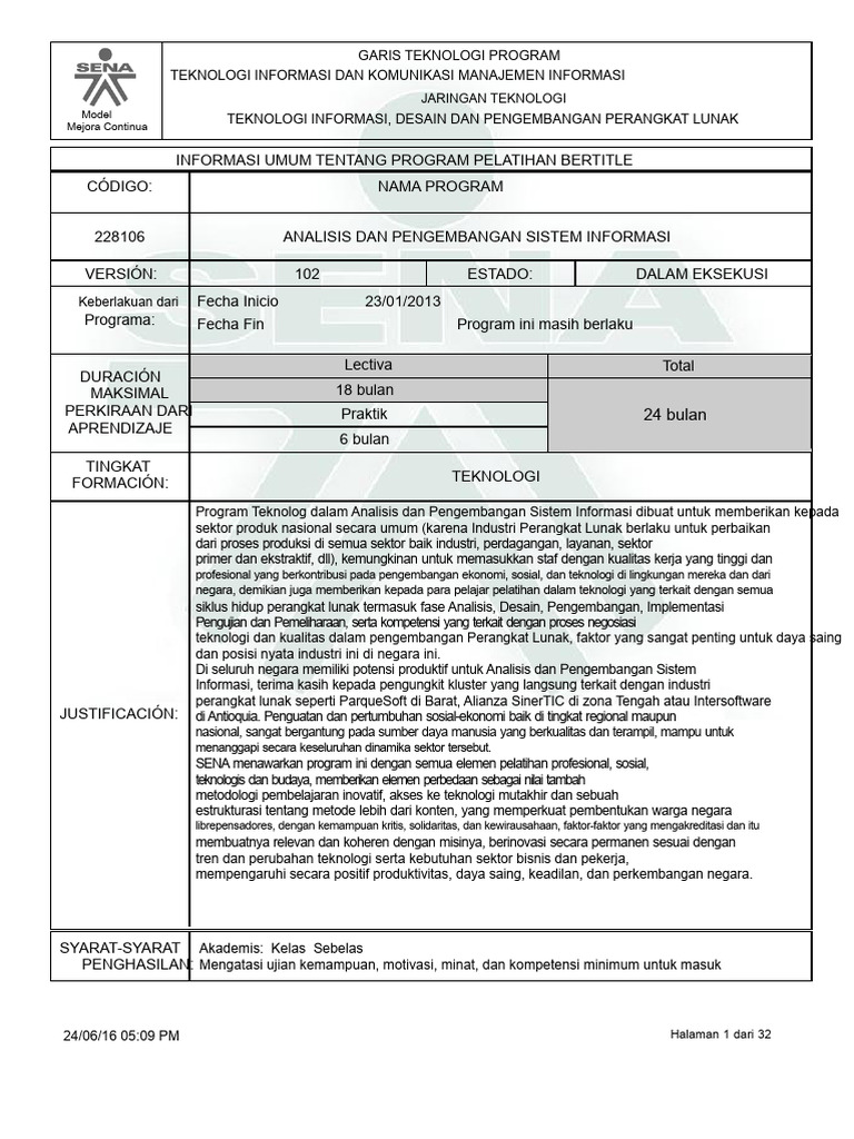 Program Teknologi Informasi dan Sistem | PDF
