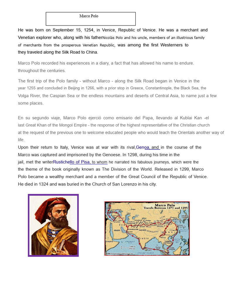 Christopher Columbus and Marco Polo Biography | PDF | Voyages Of ...