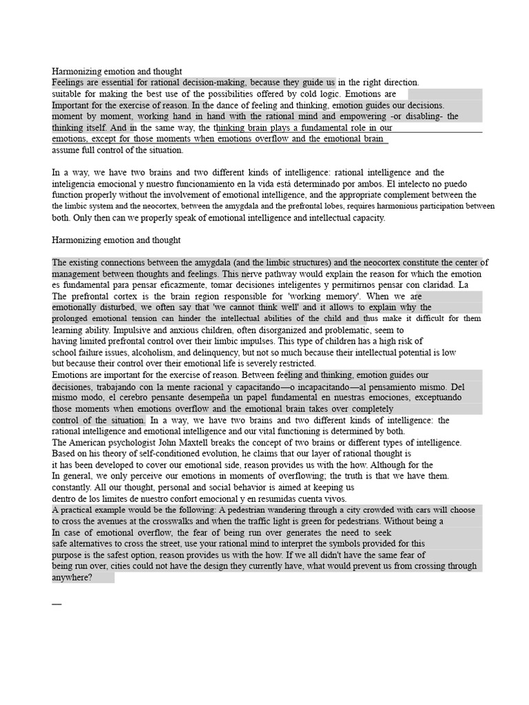 Harmonizing Emotion and Thought | PDF | Emotions | Intelligence