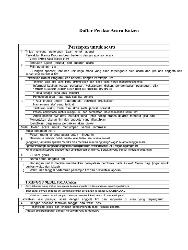 Kaizen Excel | PDF