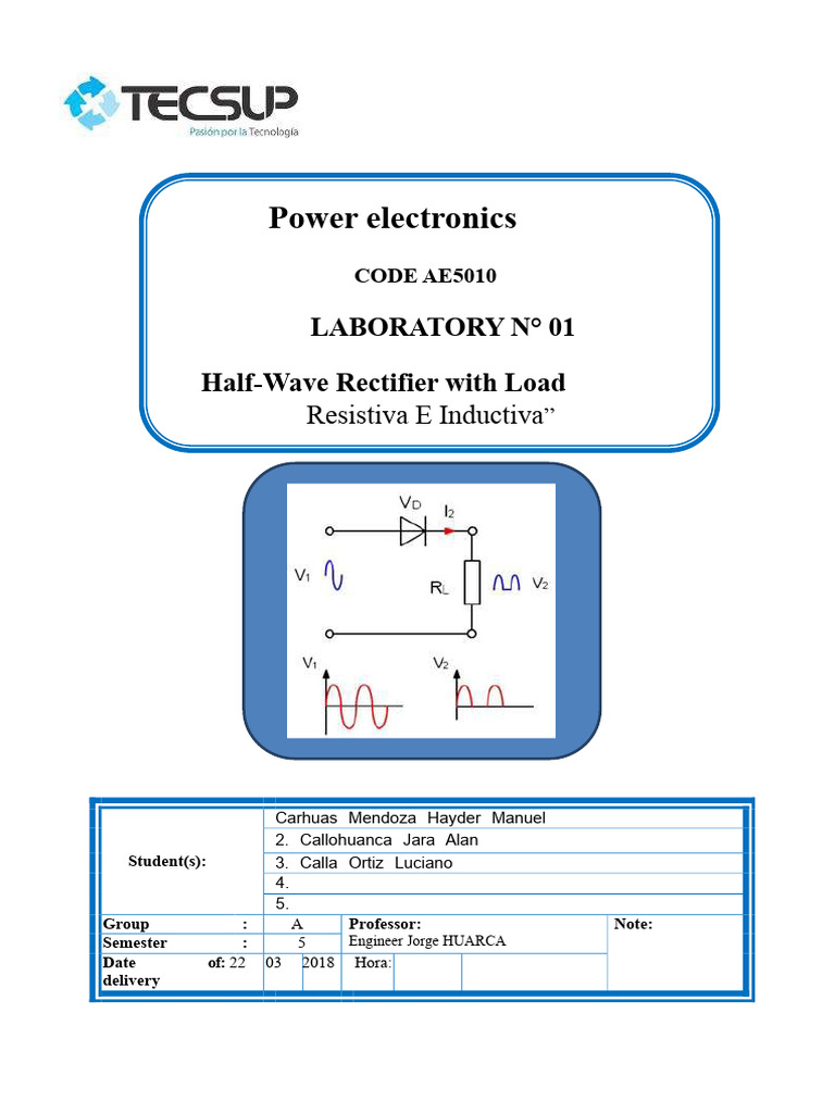 Half-Wave Rectifier Lab Report | PDF | Rectifier | Power Electronics