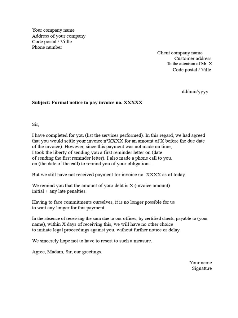 Example of A Formal Notice Letter | PDF