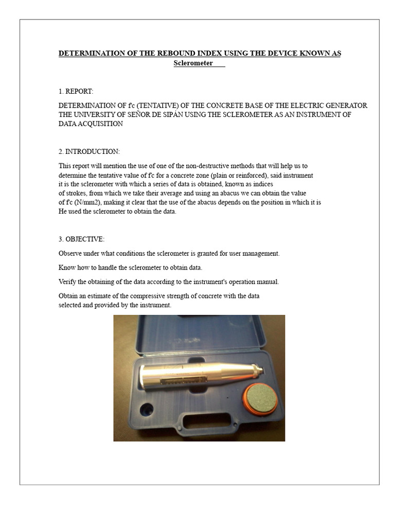 Determination of The Rebound Index Using The Device Known As The ...
