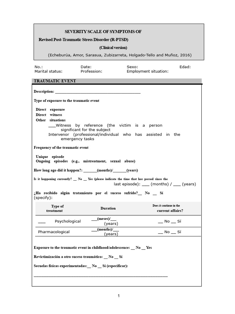 R-PTSD Symptom Severity Scale Guide | PDF | Psychological Trauma | Feeling