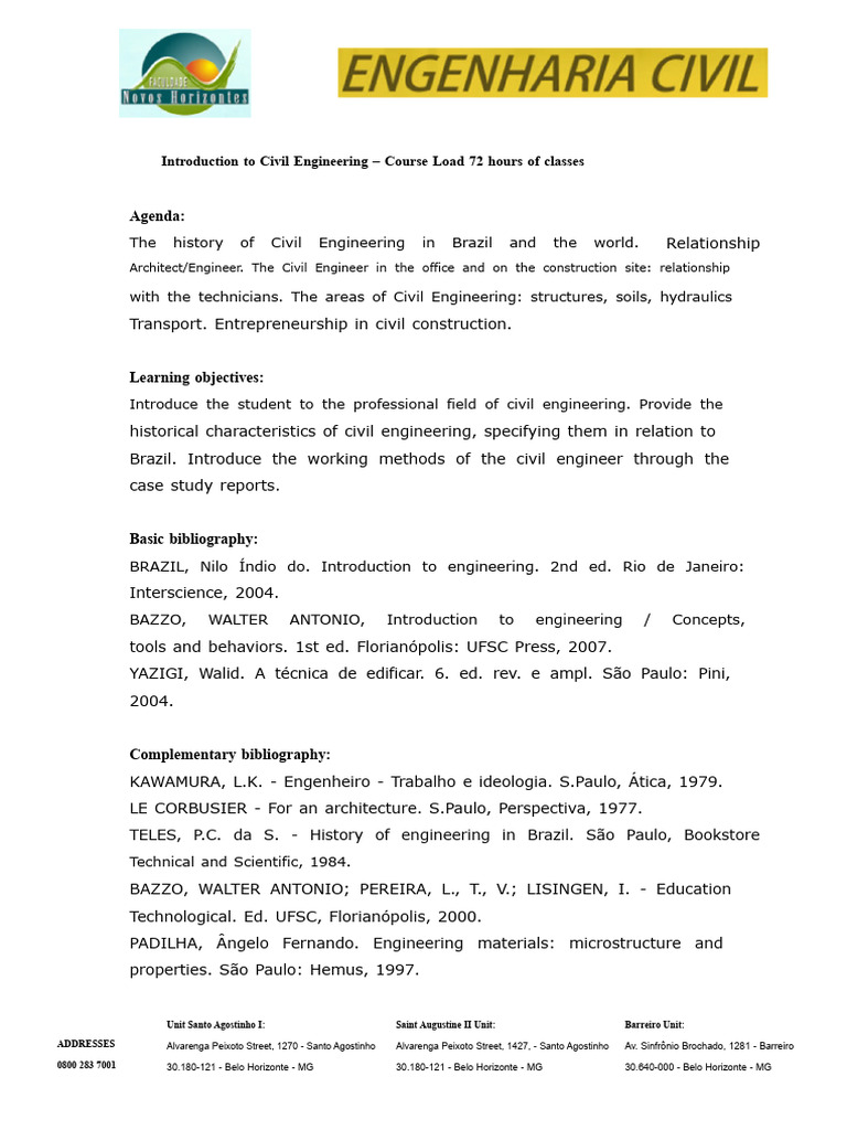 Introduction To Civil Engineering | PDF | Engineering