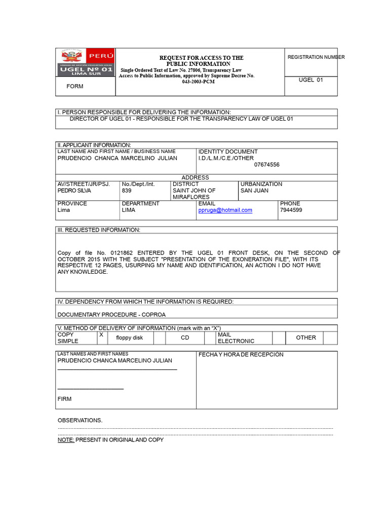 Public Information Access Form | PDF | Government