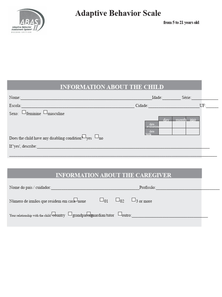Adaptive Behavior Tabs From 5 To 21 Years | PDF