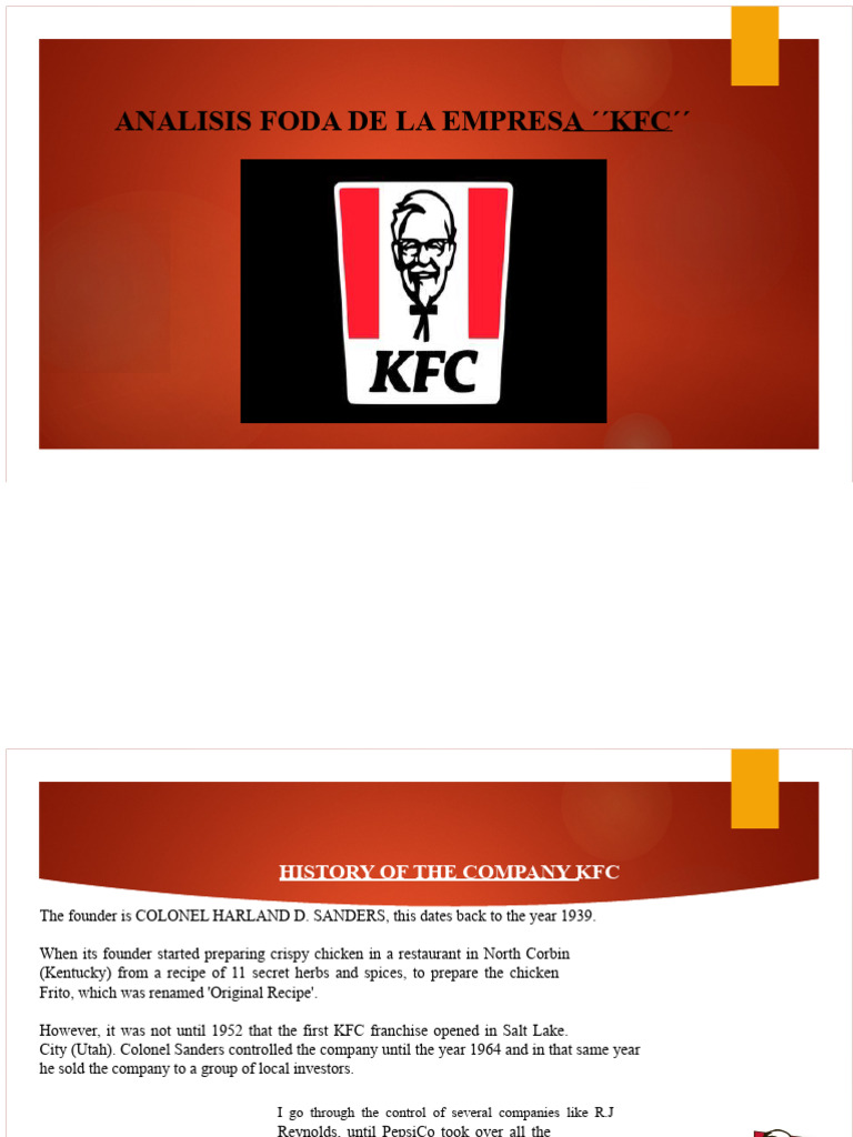 Swot Analysis of The Company 'KFC' - 1 | PDF | Food Industry