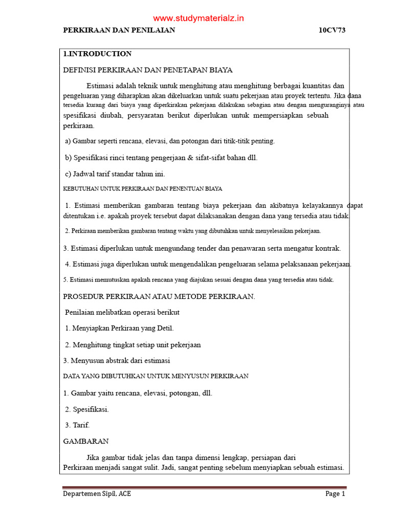 Teknik Perkiraan Biaya Konstruksi | PDF
