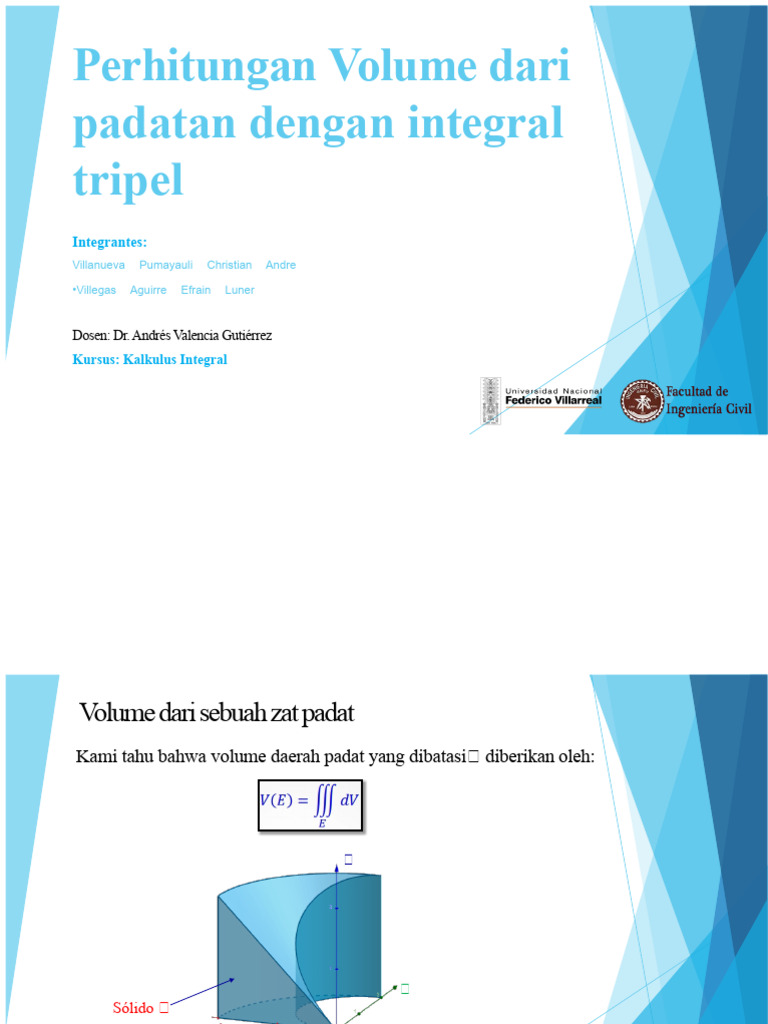 Perhitungan Volume Benda Padat Dengan Integral Tiga Kali | PDF