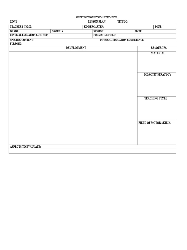 Kindergarten Physical Education Lesson Plan | PDF