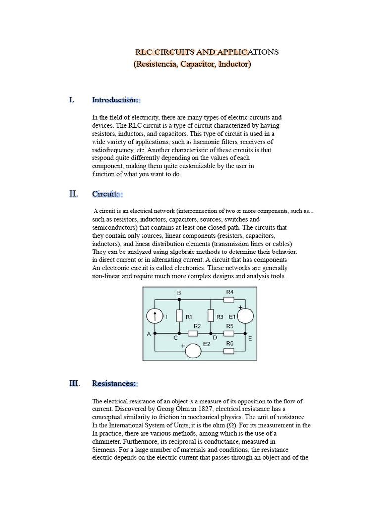 RLC Circuits: Components and Applications | PDF | Electrical Network ...