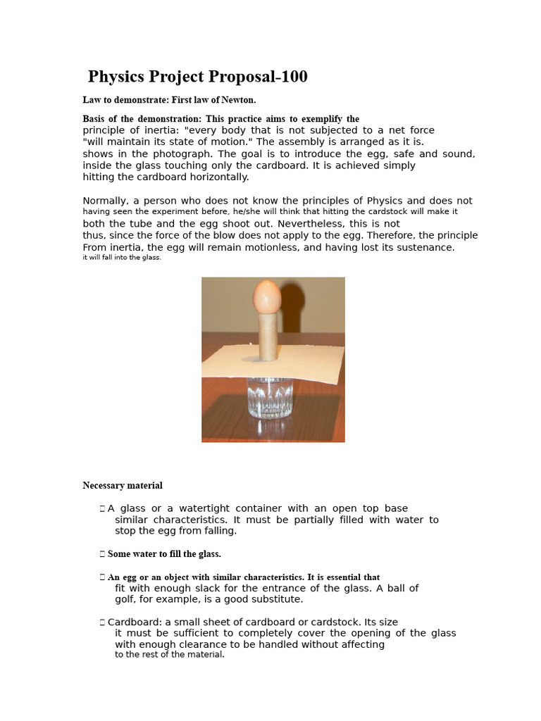 Physics Project Proposal | PDF | Force | Friction