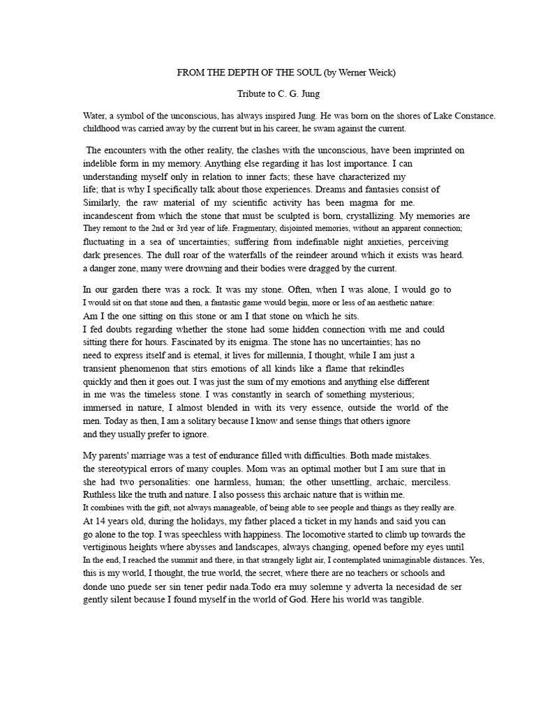 From The Depths of The Soul - A Tribute To Jung | PDF | Carl Jung ...