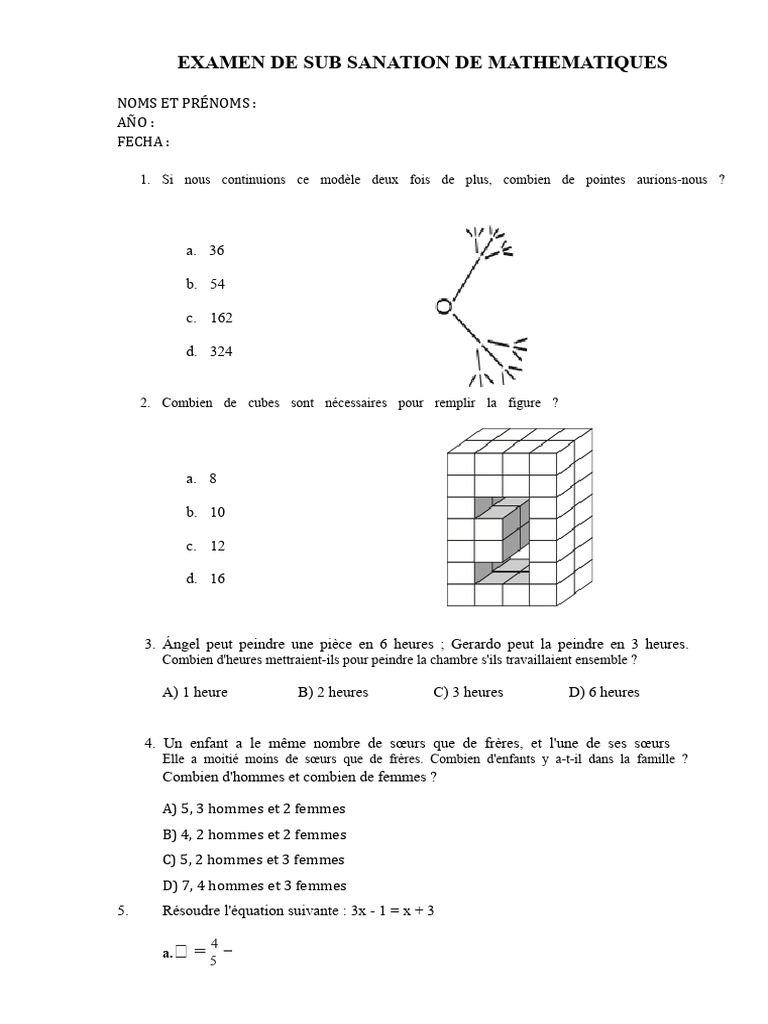 Examen de Mathématiques | PDF