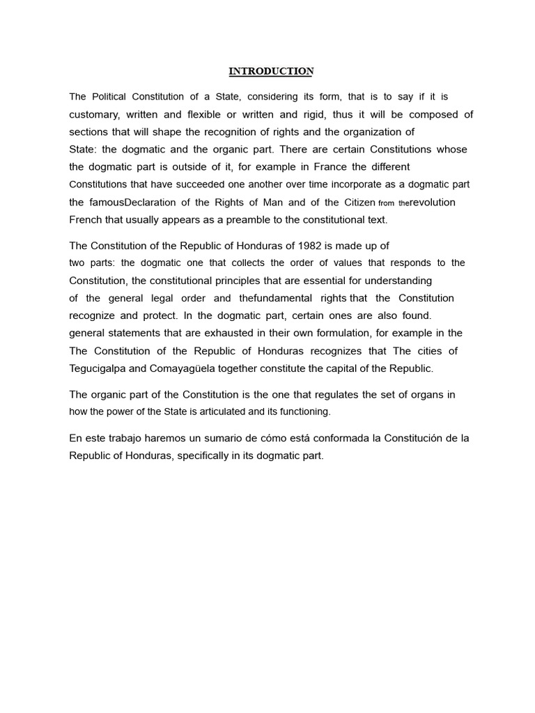 Overview of Honduras' Constitution Structure | PDF | Constitution ...