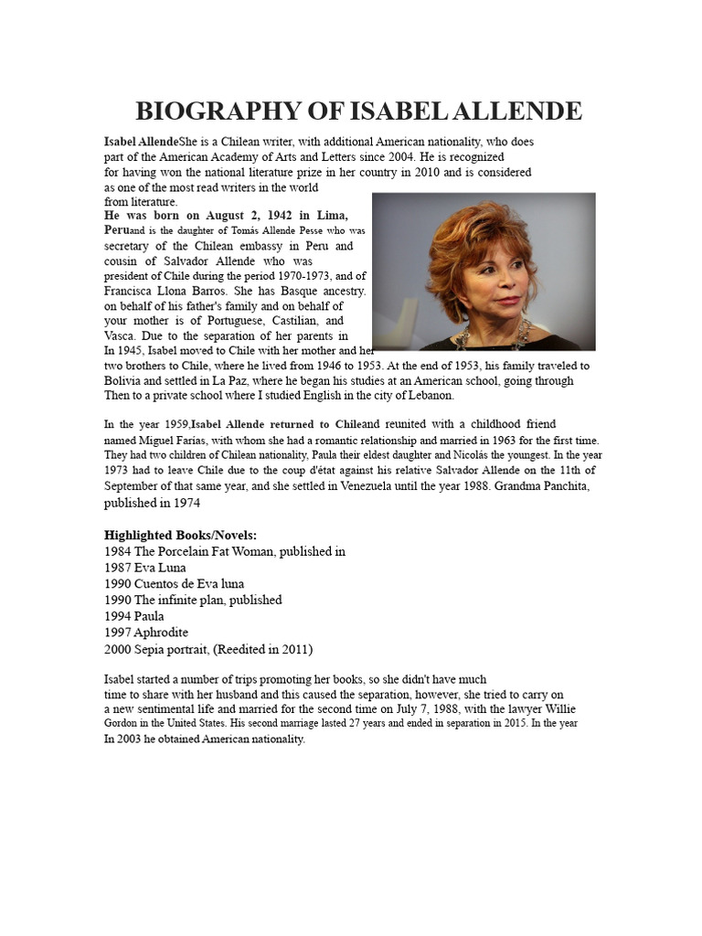 Isabel Allende: Life and Literary Legacy | PDF