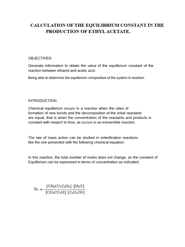 Equilibrium Constant | PDF | Chemical Equilibrium | Stoichiometry