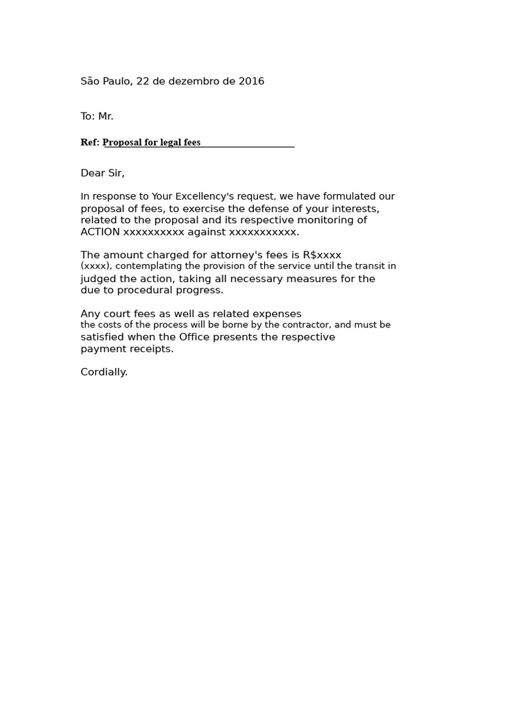 Model Proposal For Attorney Fees | PDF