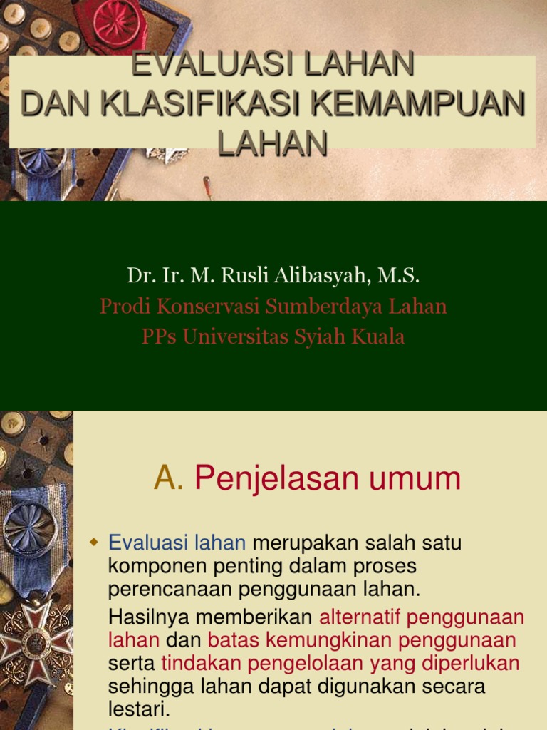 Evaluasi & Klasifikasi Kemampuan Lahan | PDF