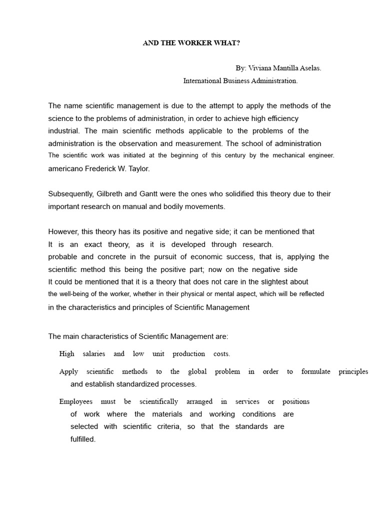 Scientific Management Essay | PDF | Academic Discipline Interactions ...