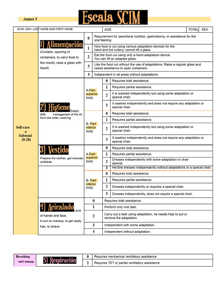SCIM Inareps Spinal Cord Injury Appendix 3 | PDF | Wheelchair | Chair