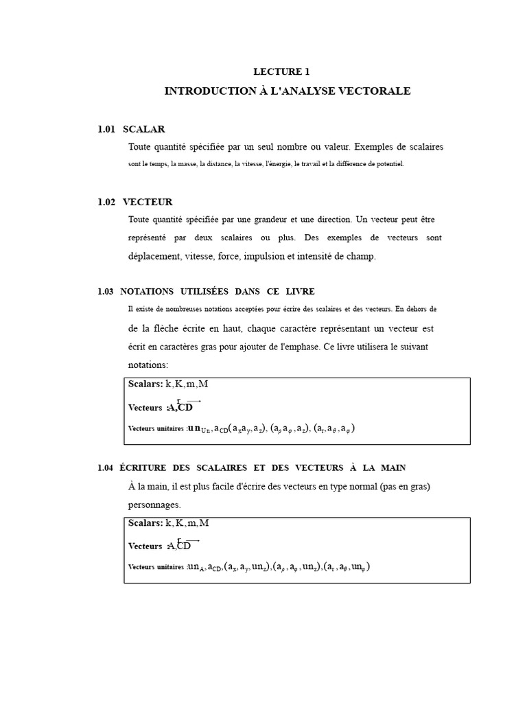 Introduction à l'analyse vectorielle | PDF | Coordonnées cartésiennes ...