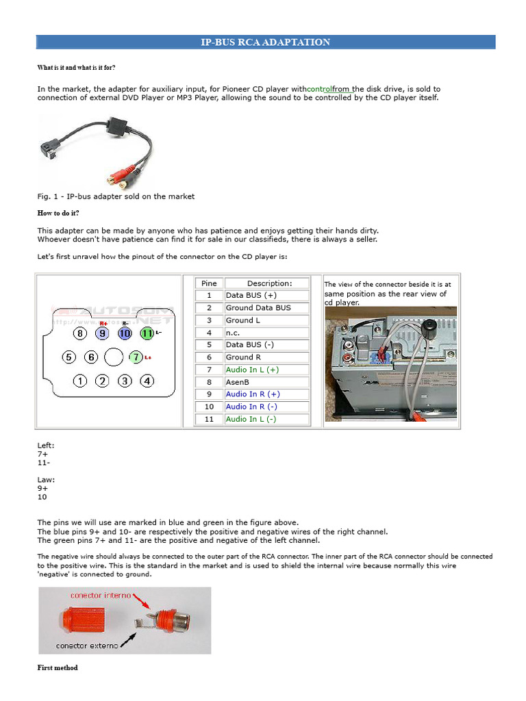 PIONEER IP BUS RCA ADAPTER | PDF | Electrical Connector | Computer Hardware
