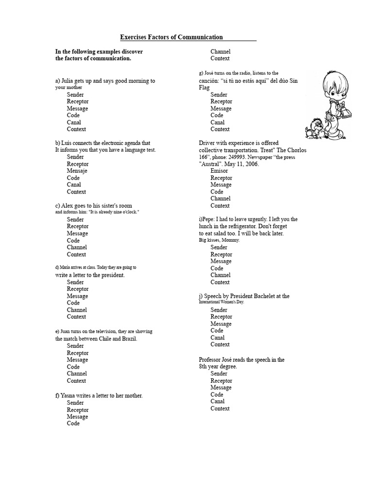 Exercises Factors of Communication | PDF | Communication | Human ...