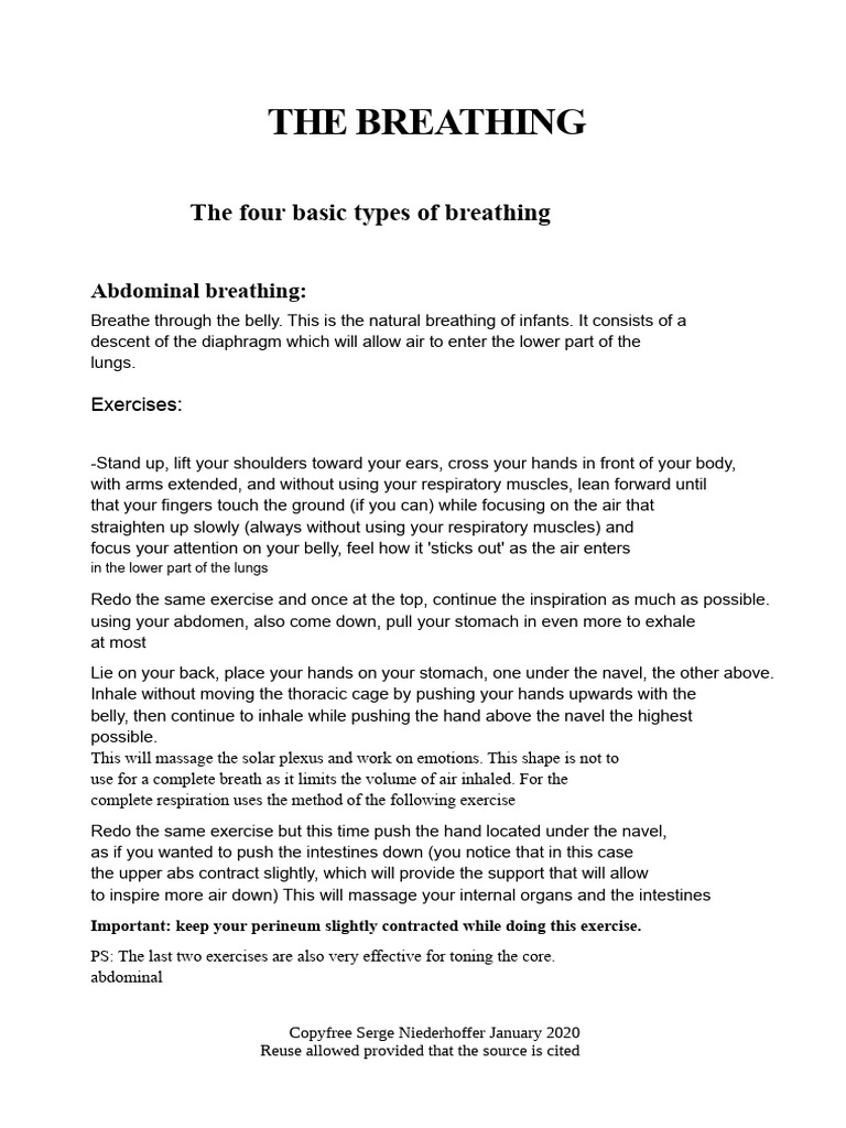 The 4 Basic Types of Breathing | PDF | Breathing | Abdomen