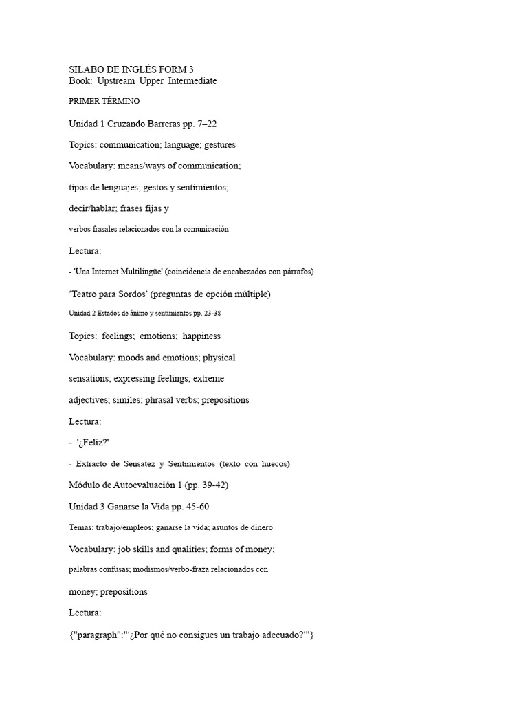 Formulario 3 Del Sílabo de Inglés | PDF | Mecánica del lenguaje | Gramática