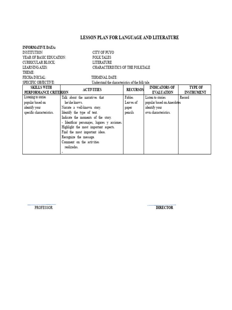 Language and Literature Lesson Plans | PDF | Mathematics | Multiplication