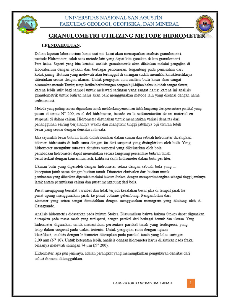 Analisis Granulometri dengan Hidrometer | PDF