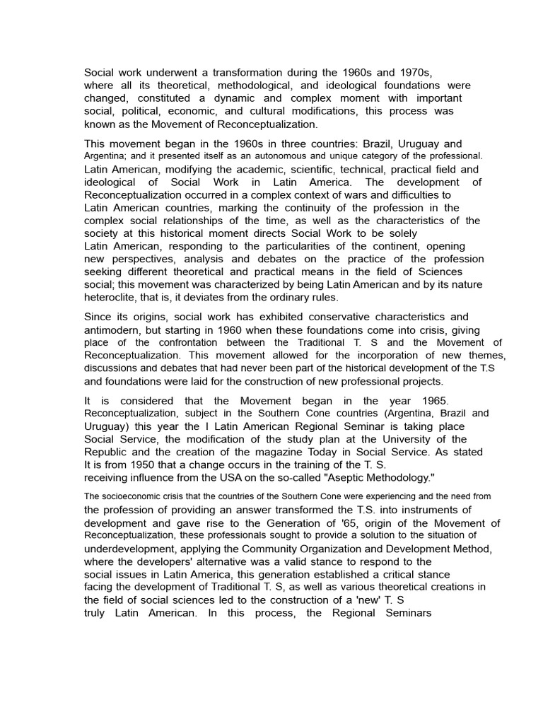 Social work transformation in the 1960s and 1970s | PDF | Latin America ...