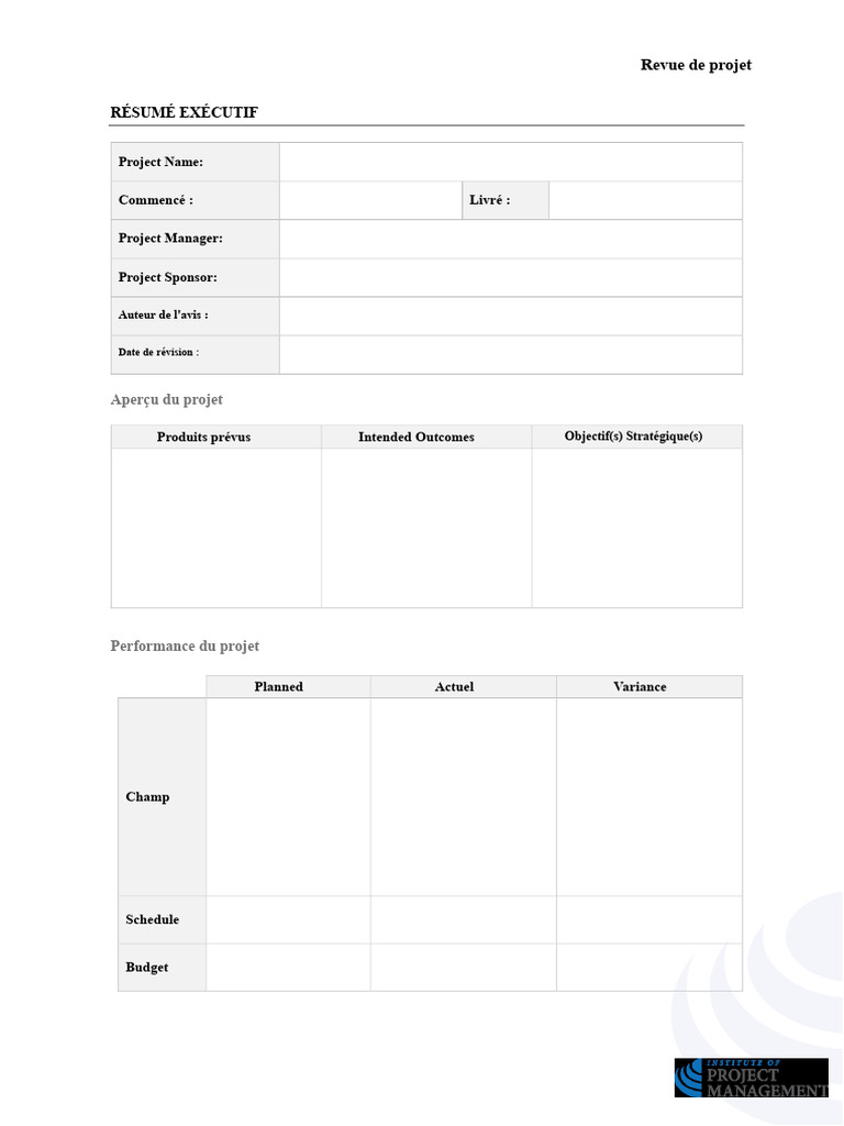 Revue de Projet : Leçons et Recommandations | PDF | Gestion de projet ...