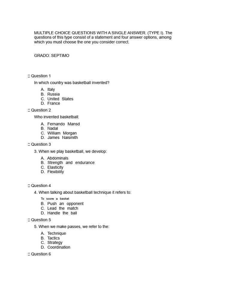 Multiple Choice Questions | PDF